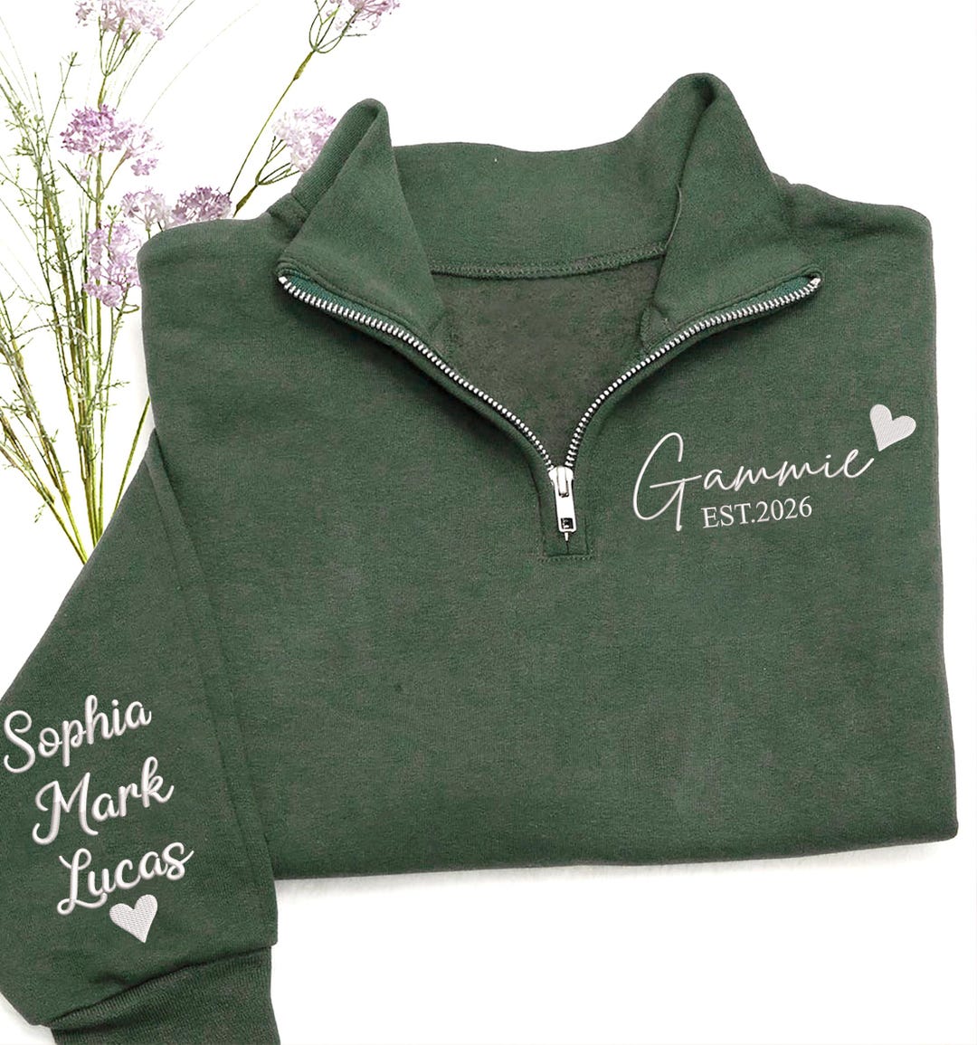 Custom Embroidered Gammie Quarter Zip Sweatshirt - Gammie Sweatshirt ...