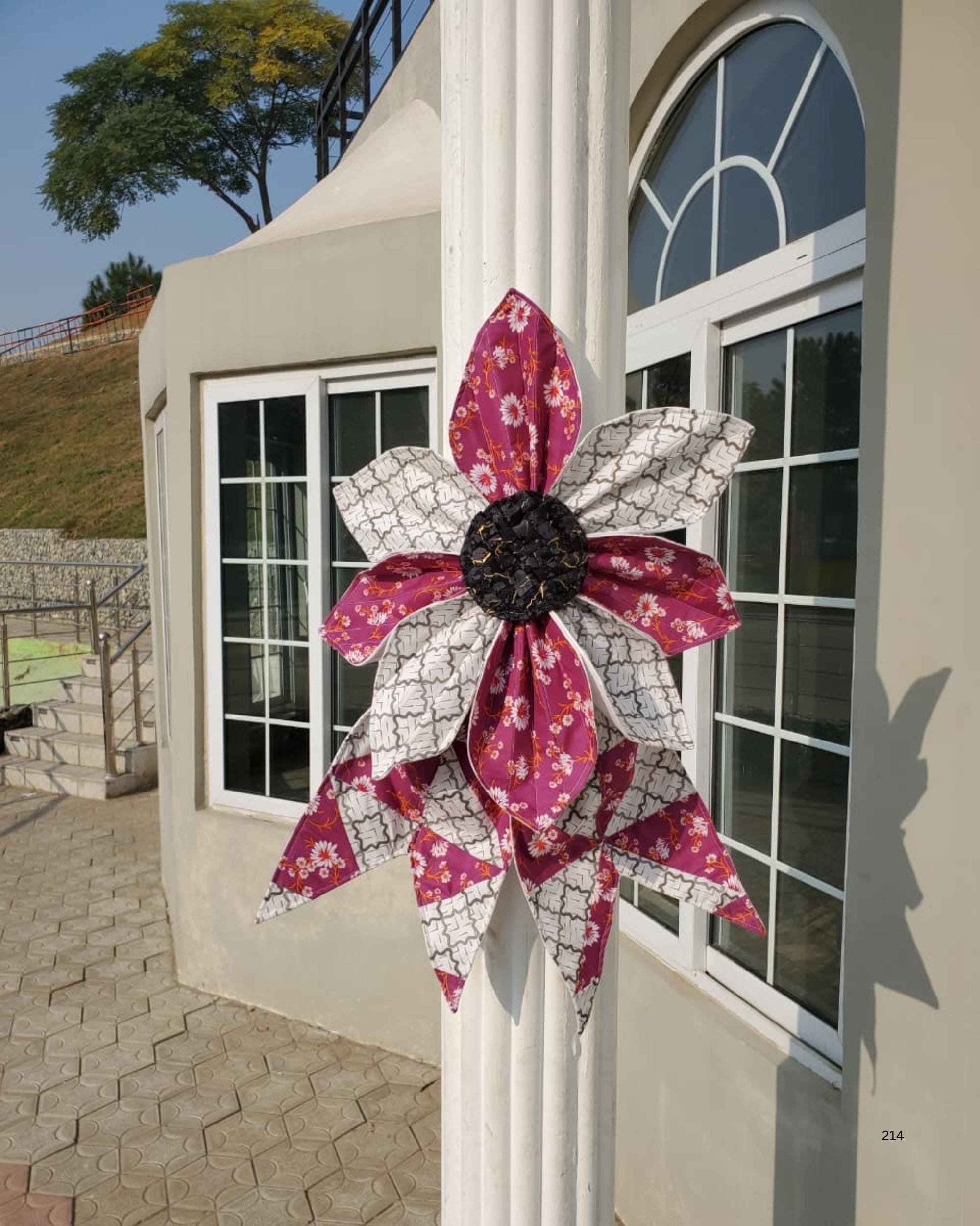 DIY Big Quilted Fabric Flower Bow Pattern, Large Patchwork Bow Sewing ...