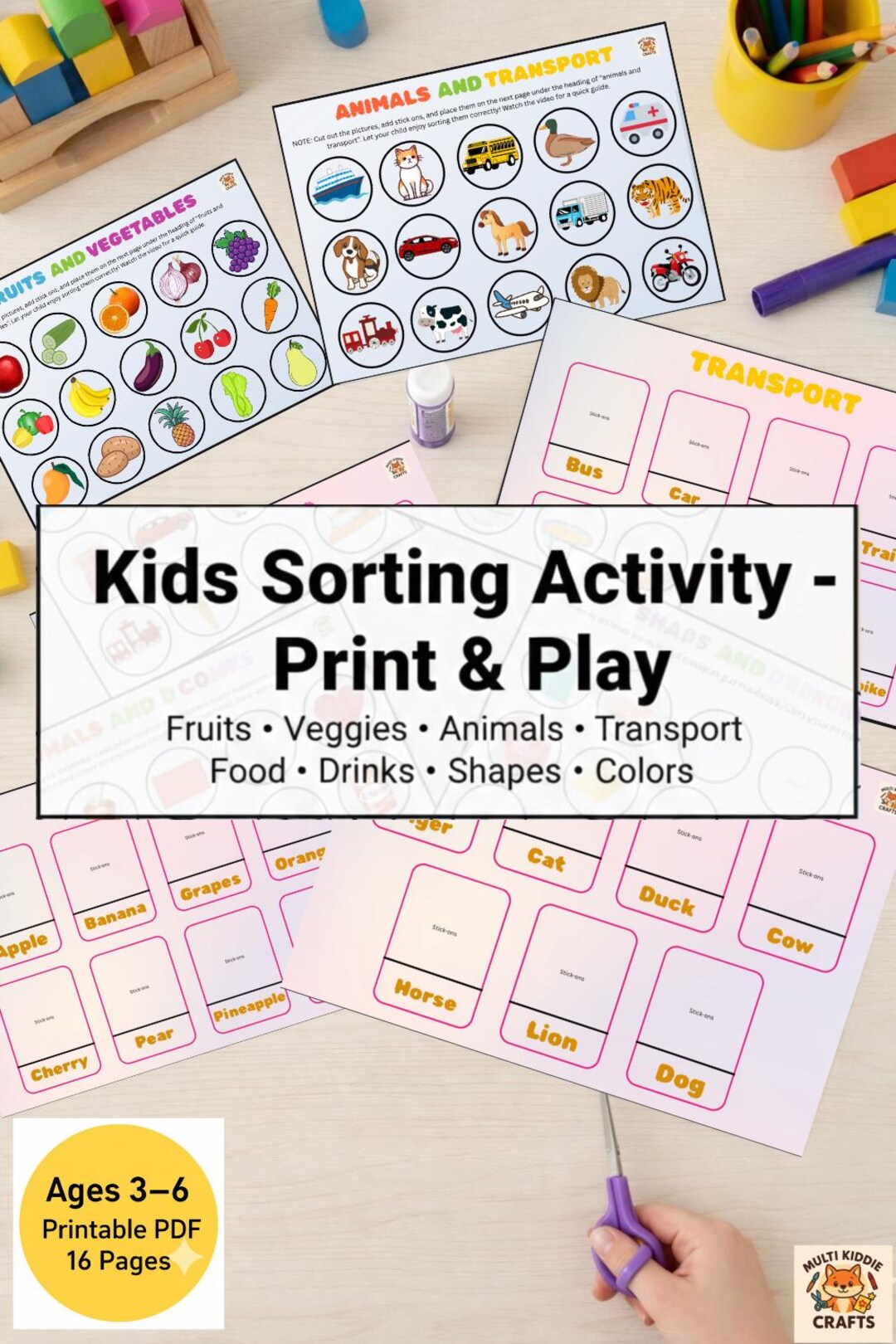 Kids Sorting Activity Printable Categorization Worksheets Preschool ...