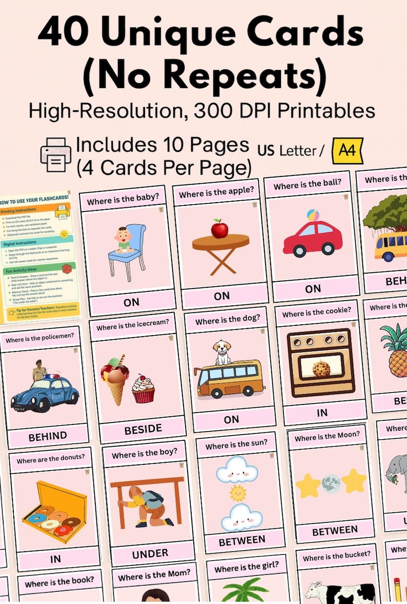 Preposition Flashcards for Speech Therapy | Spatial Concepts Learning ...