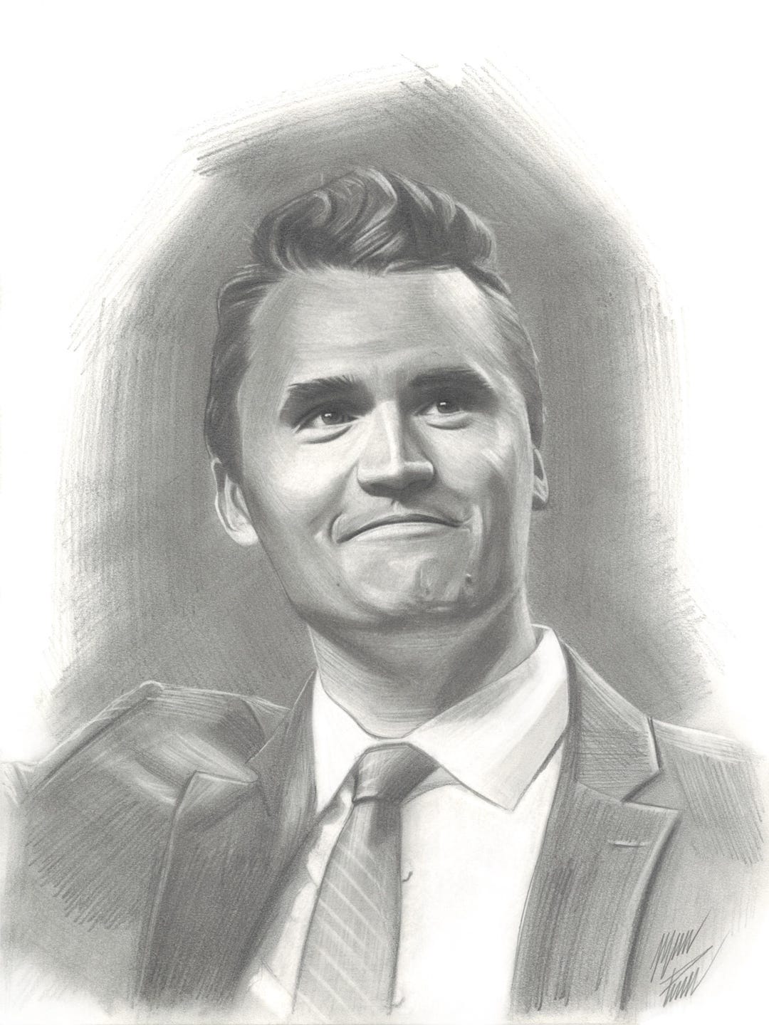 Portrait of Charlie Kirk 9”x12” Fine Art Print by Thepointofthepencil ...