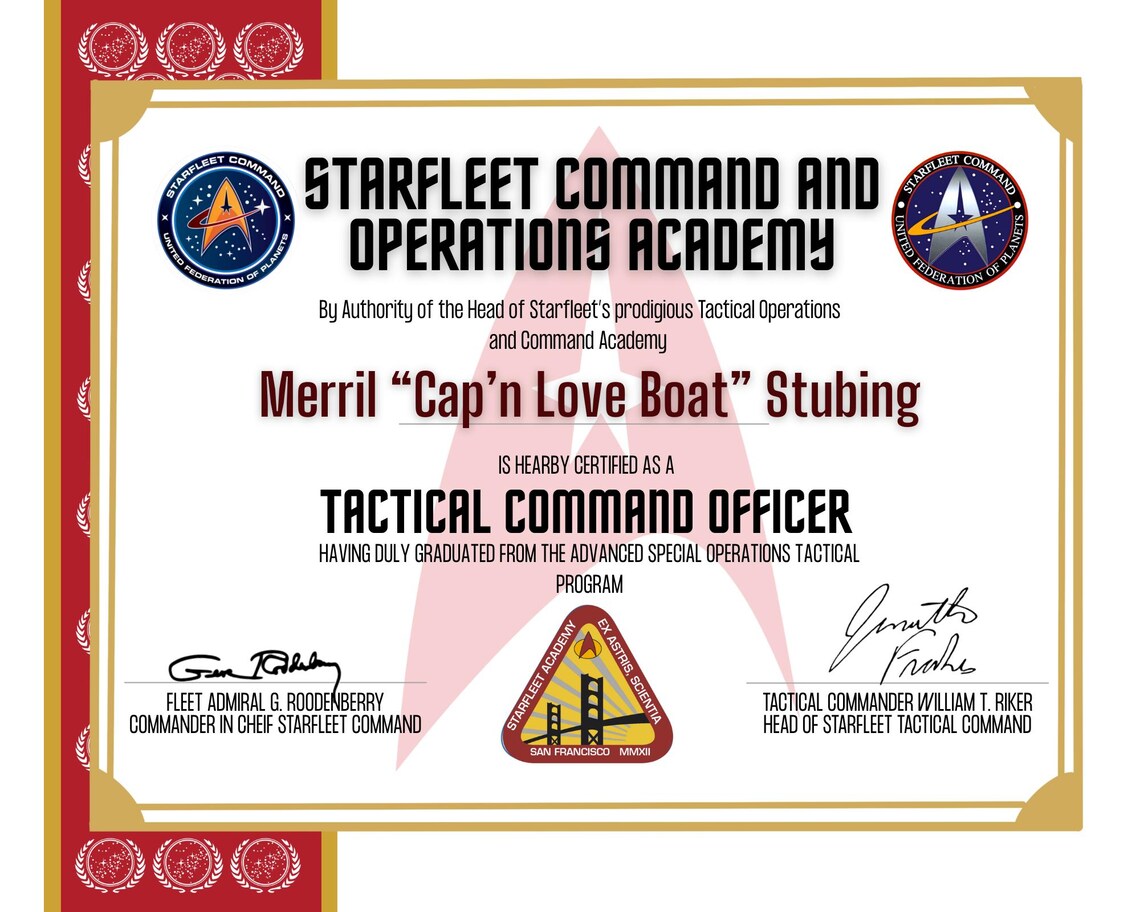 Custom Starfleet Command Academy Certificate | Trek Inspired Gift ...