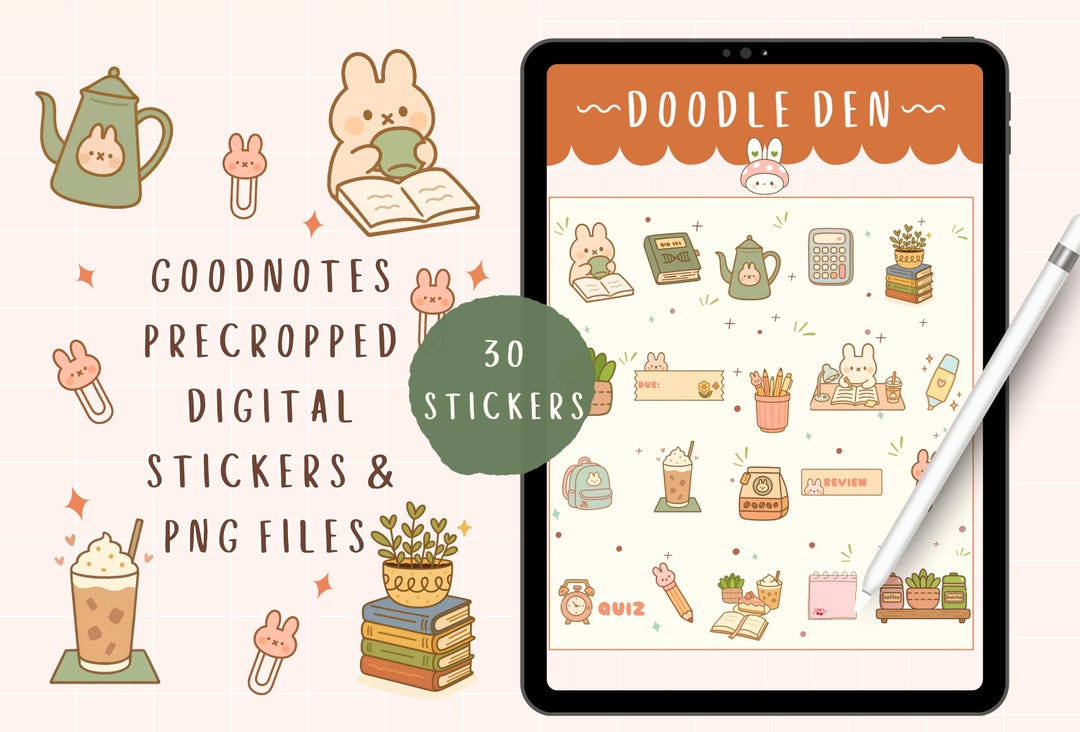 Academic Planner Digital Stickers | Study Café Goodnotes Stickers, Time ...