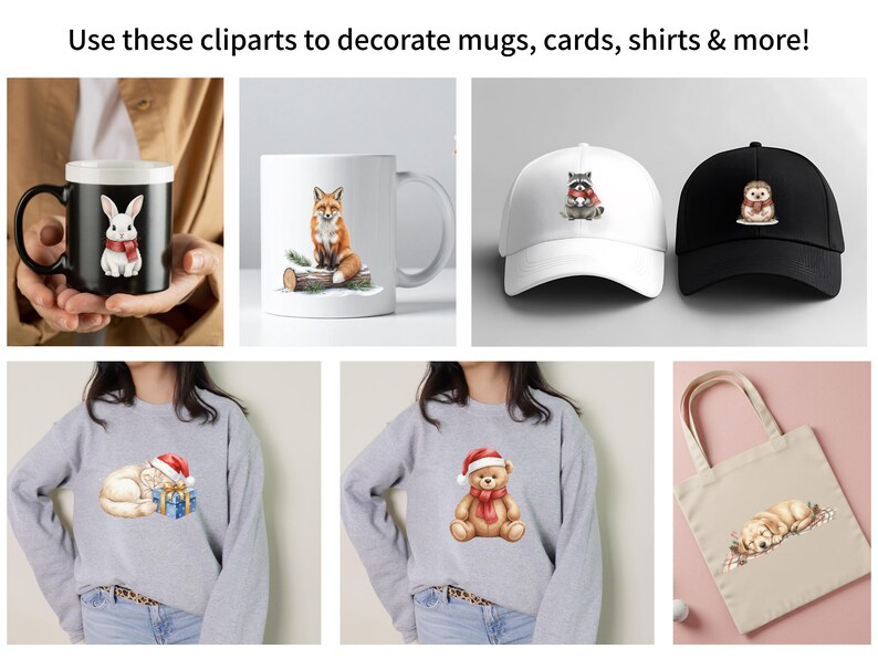 Christmas Clipart Bundle Watercolor Woodland Animals Winter Forest ...