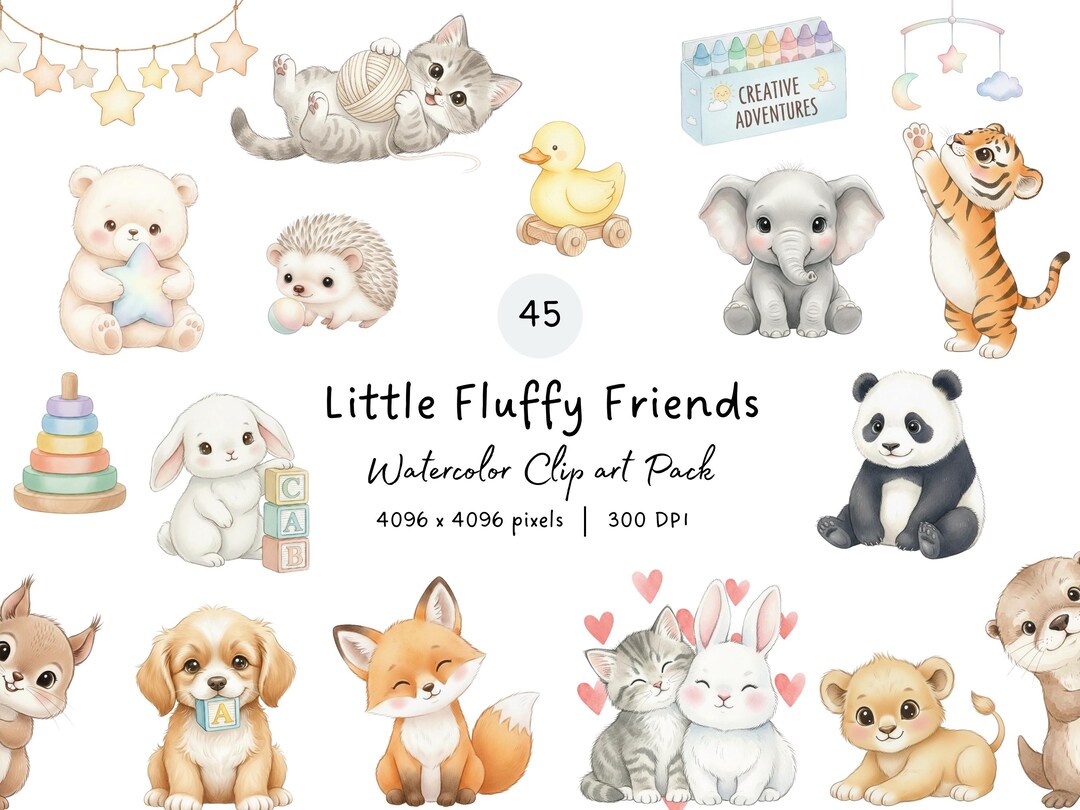 Watercolor Baby Animals Clipart Cute Animals Clipart Woodland Neutral ...
