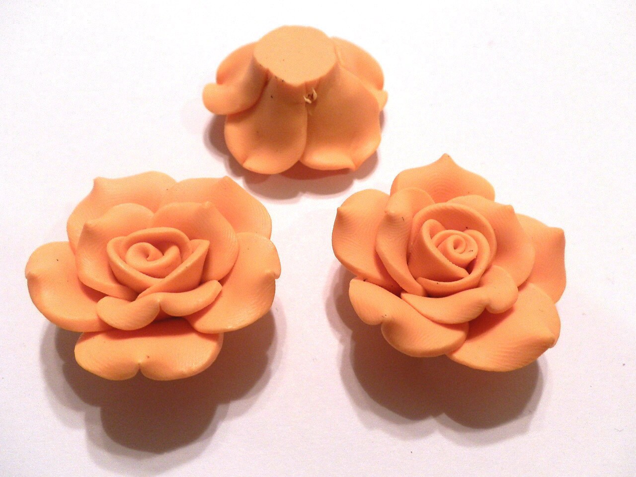 3 Fimo Polymer Clay Light Orange Flower Rose Fimo Beads 40mm | Etsy