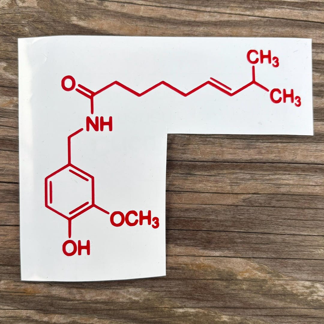 Capsaicin Molecule Vinyl Decal | Spicy Food Chemistry Sticker - Etsy