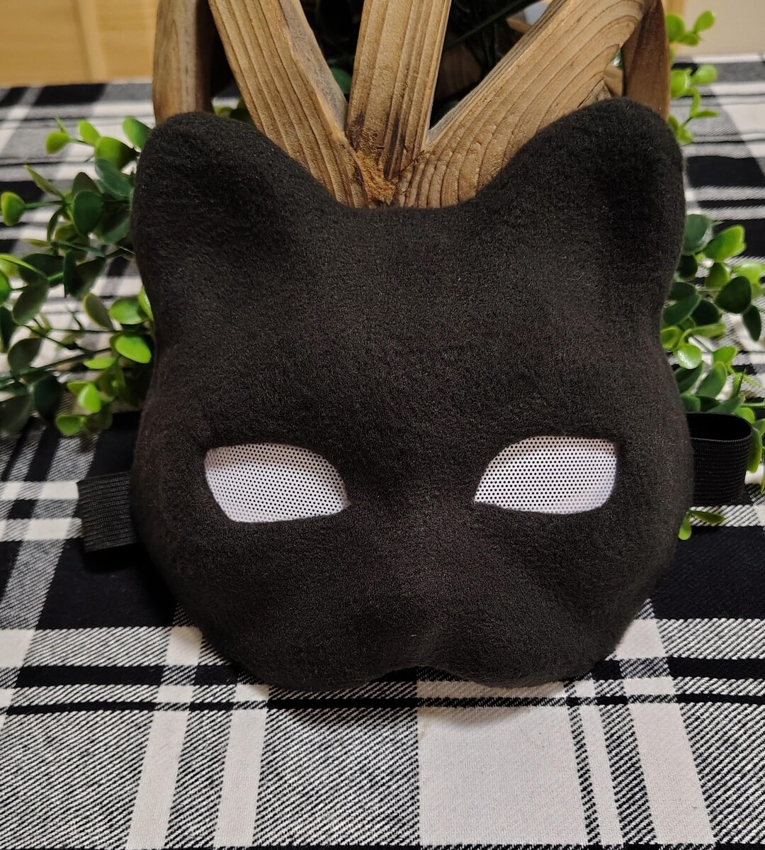 Black Therian Cat Mask Base | DIY White Feline Mask for Quadrobics ...