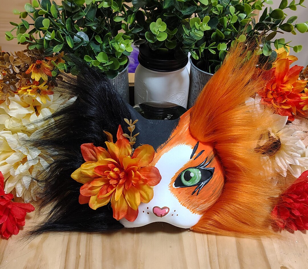 Therian Mask Calico Cat| Handcrafted Furry Fursuit Quadrobics Mask ...