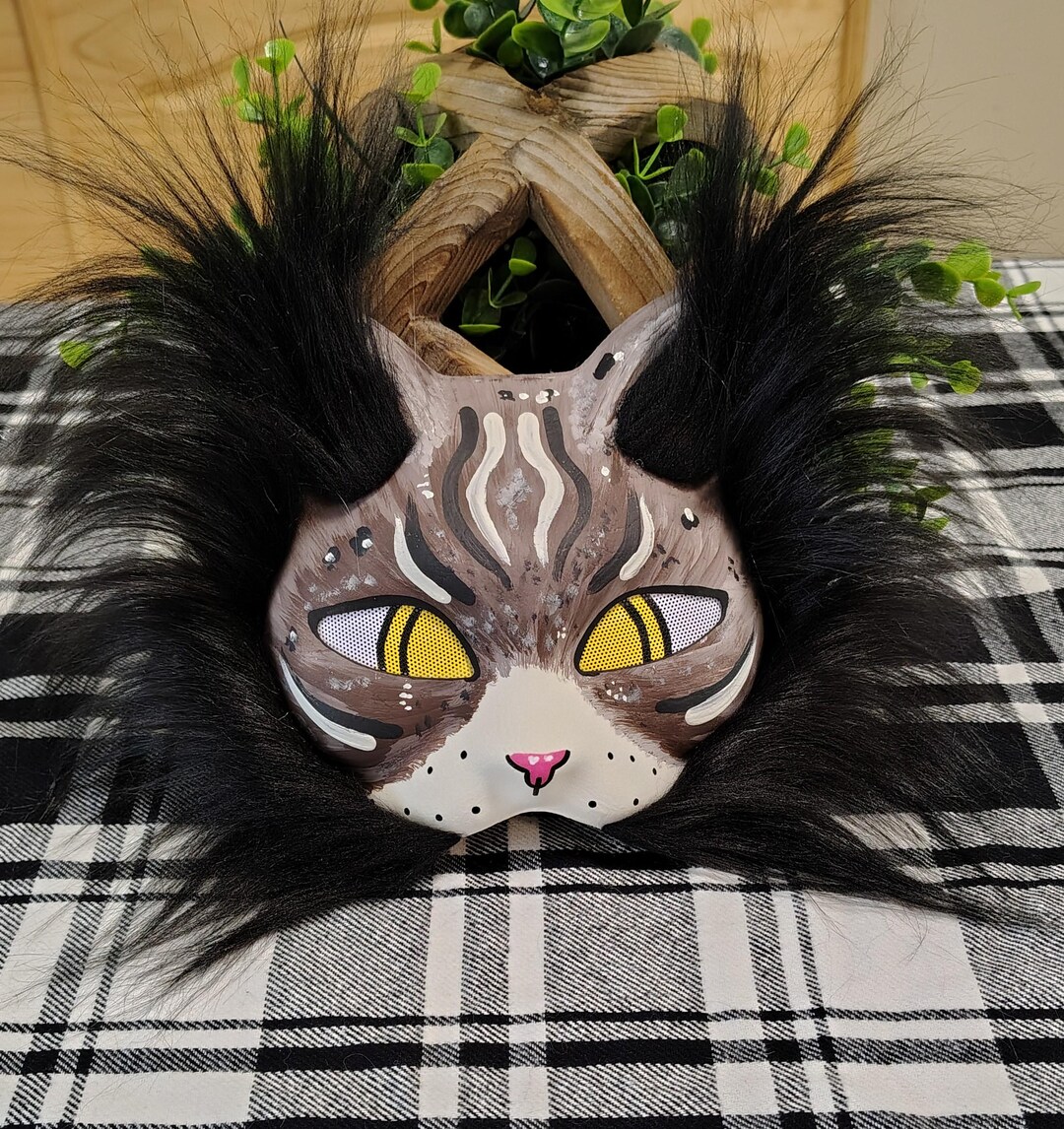 Maine Coon Cat Mask | Therian Gear Handmade Mask | Realistic Feline ...