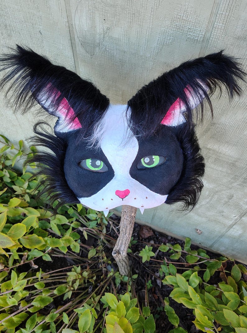 Tuxedo Cat Therian Mask for Cosplay | Handmade Realistic Faux Fur ...