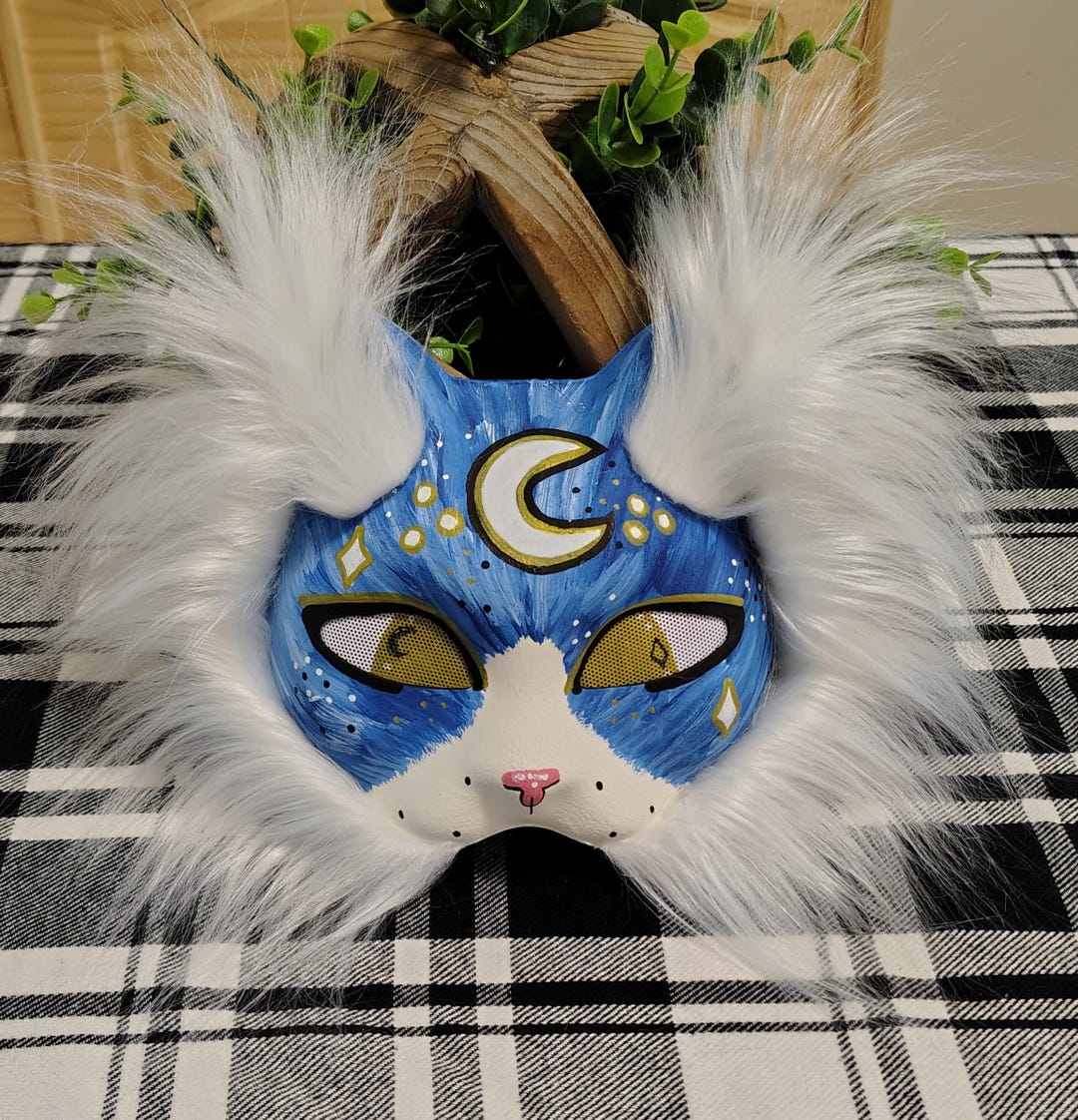 Máscara de gato celestial Therian / Traje de piel felina con estrellas ...