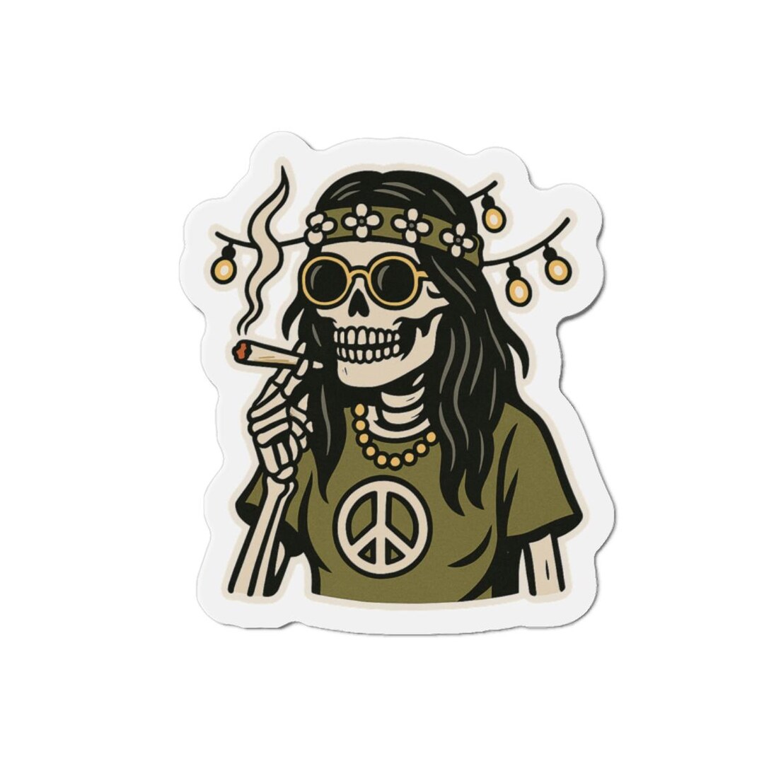 Groovy Skeleton Die-cut Magnet, Vintage Vibe Decor, Boho Chic Gift ...