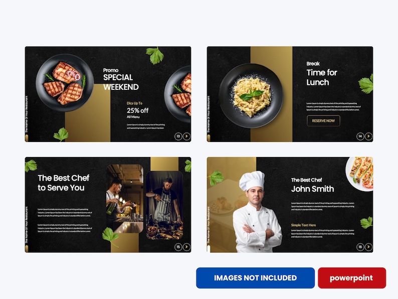Elegant Black & Gold Restaurant Powerpoint Template | Culinary ...