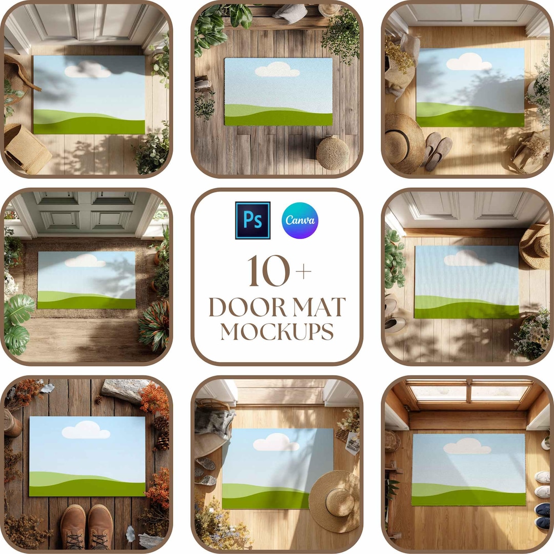 Door Mat Mockup Bundle, Canva & PSD Template, Digital Download, Print ...
