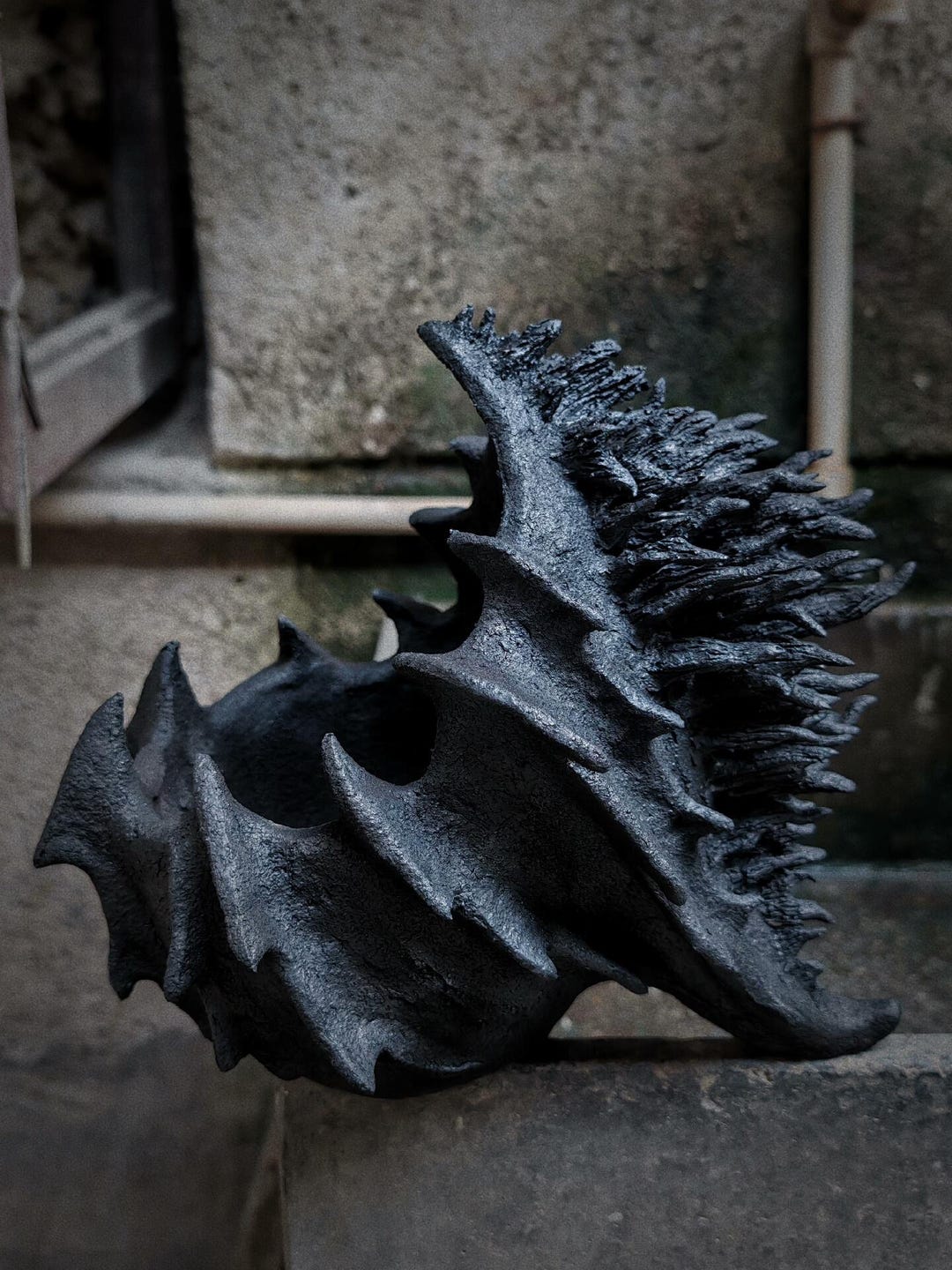 Handmade Godzilla Planter, Black Clay Succulent Pot, Wabi-sabi Ceramic ...