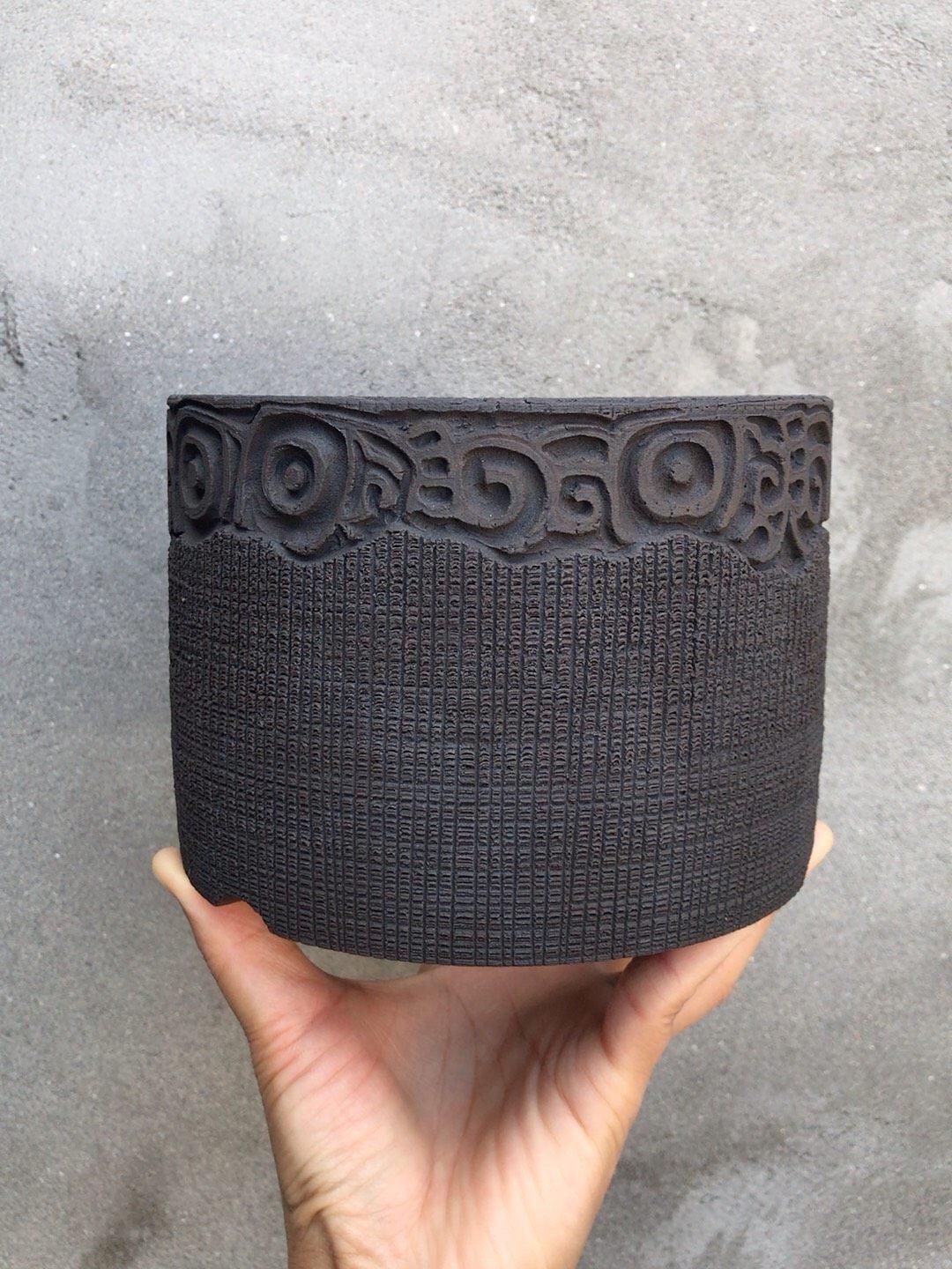 Handmade Fabric Texture Ceramic Planter European Minimalist Breathable ...