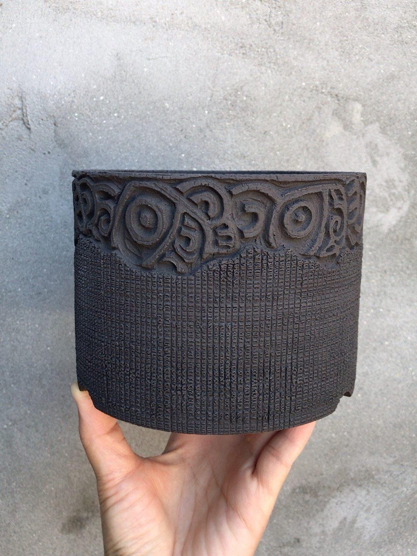 Handmade Fabric Texture Ceramic Planter European Minimalist Breathable ...