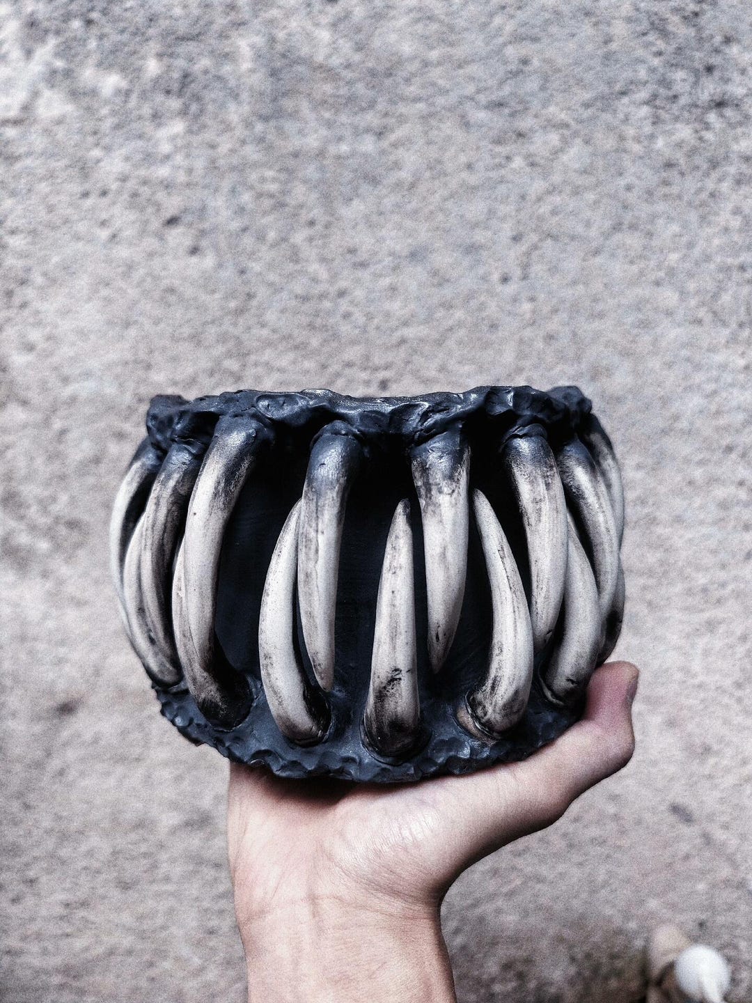 Wabi-sabi Cthulhu Fang Planter: Handmade Black Ceramic Succulent Pot - Etsy