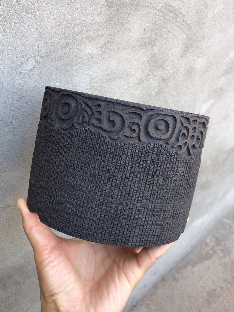 Handmade Fabric Texture Ceramic Planter European Minimalist Breathable ...