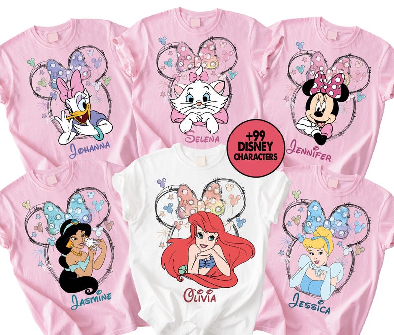 Disney Character Shirt, Personalized Name Tee, Matching Family Vacation ...