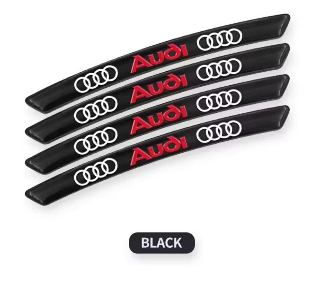 Audi 4pcs Black Aluminium Decoration Strips Wheel Hub Stickers Wheel ...