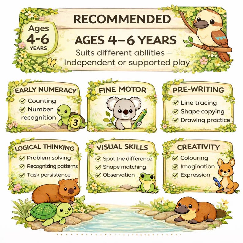 Australiana Kids Puzzle Book | Ages 4–6 | Australian Animals Activities ...