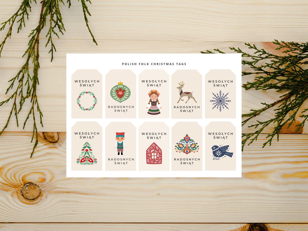 Polish Folk Art Christmas Gift Tags (digital Download) - Etsy