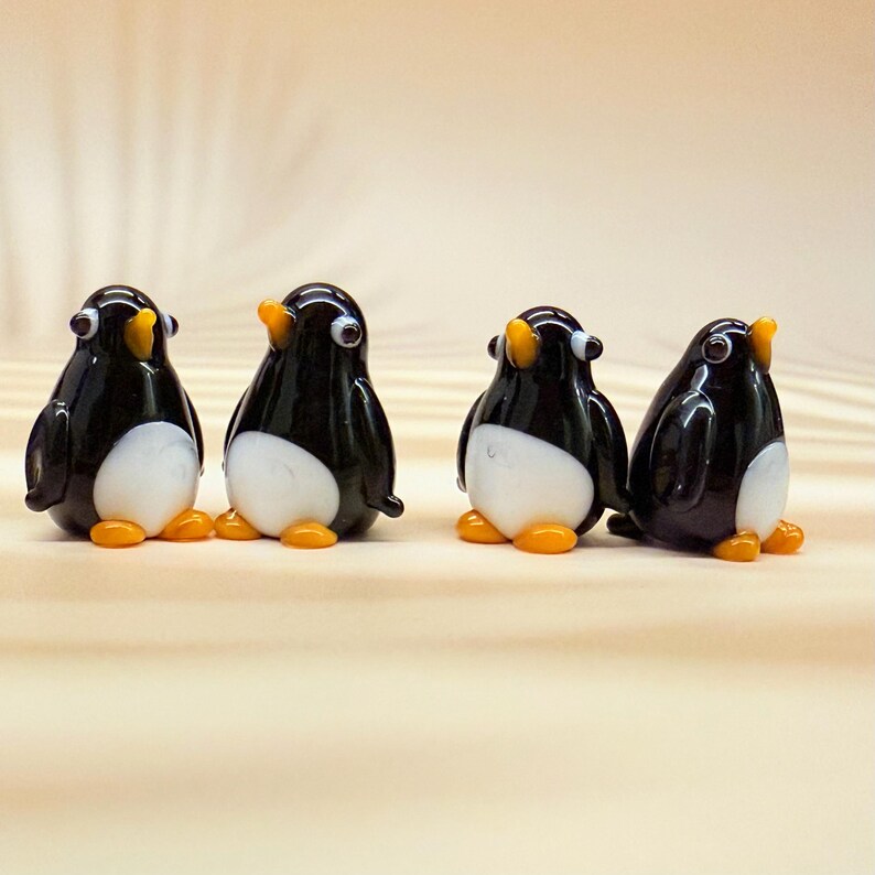 Handmade Mini Glass Penguin Figurine, Cute Tiny Art Glass Animal, Small ...