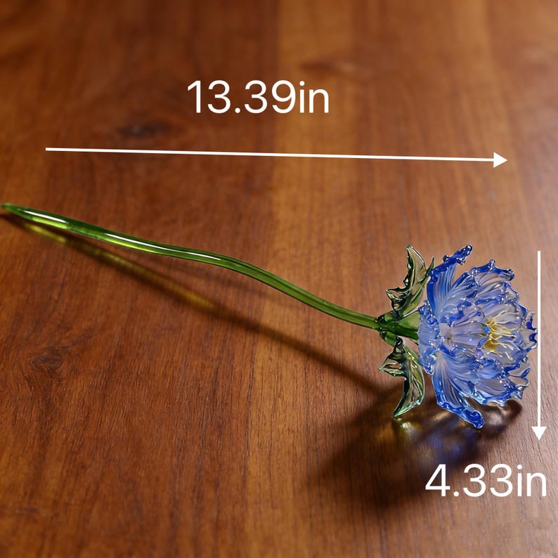 Handmade Peony Glass Flower Sculpture, Blown Glass Floral Art, Elegant ...