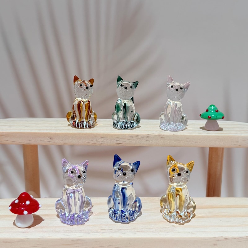 Handmade Glass Cat Figurine - Etsy