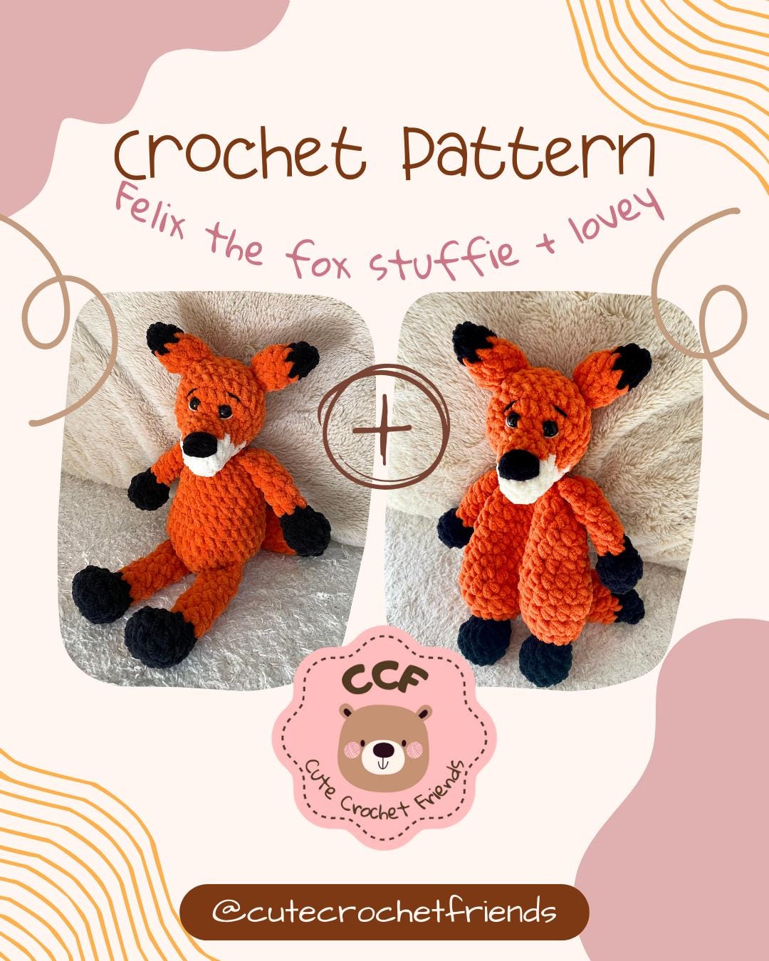 Felix the Fox 2in1 Crochet Pattern - Stuffie and Lovey - Etsy