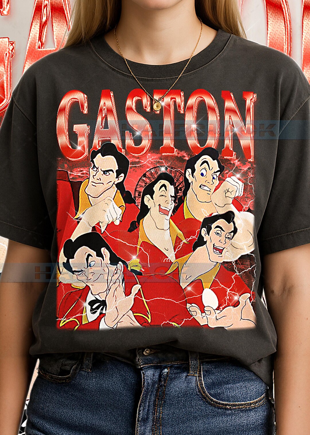 Gaston T-shirt, Vintage D1sn3y Villain Animated Character Classic Film ...