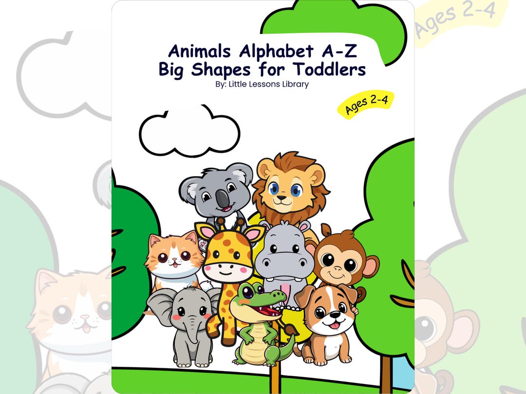 Animal Alphabet A-Z Coloring Pages: Big Shapes for Toddler (PDF) - Etsy