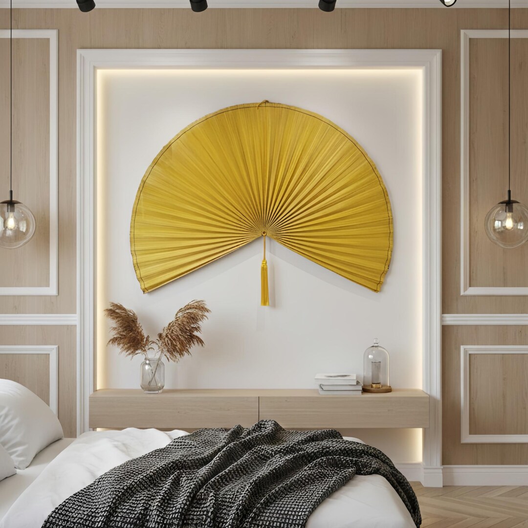Handwoven Bamboo Folding Wall Fan, Oriental Decor - Etsy