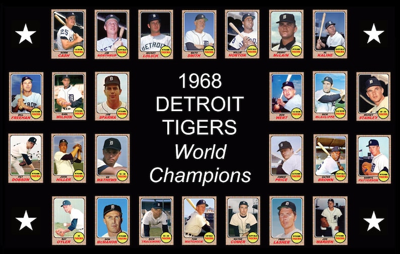 1968 DETROIT TIGERS Poster Decor Gift Wall Art 1968 World Series Team ...