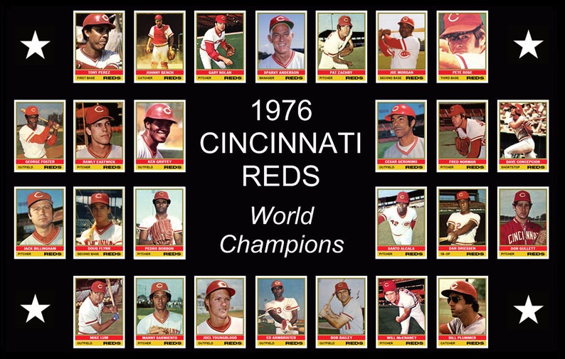 1976 CINCINNATI REDS Poster Decor Gift Wall Art 1976 World Series Team ...
