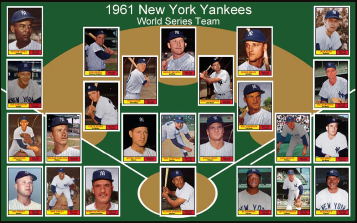 1961 NEW YORK YANKEES Poster Decor Gift Wall Art 1961 World Series Team ...