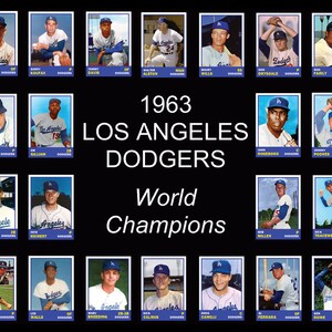 1963 LOS ANGELES DODGERS Poster Decor Gift Wall Art 1963 World Series ...