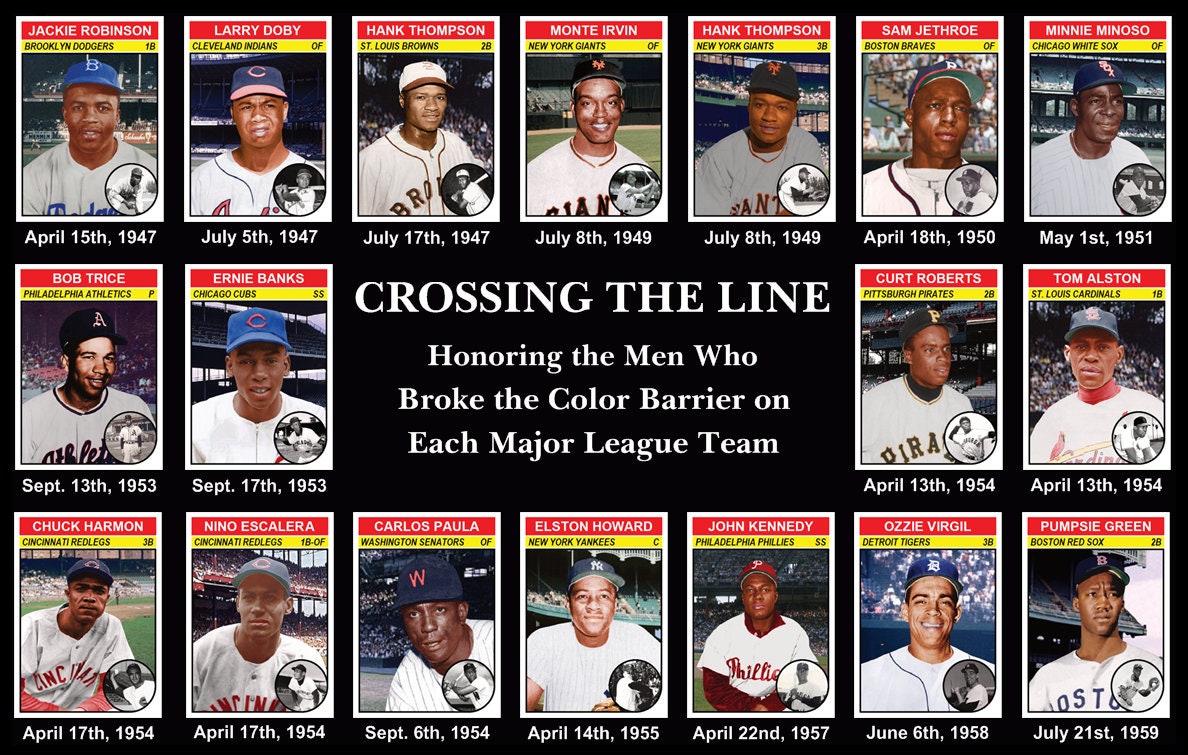 African American Baseball Card Poster 1st Black Players on Each Team in ...