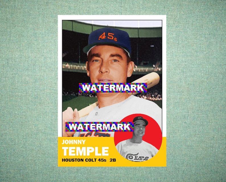 Johnny Temple Houston Colt 45 45s Custom Baseball Card 1963 Style card ...