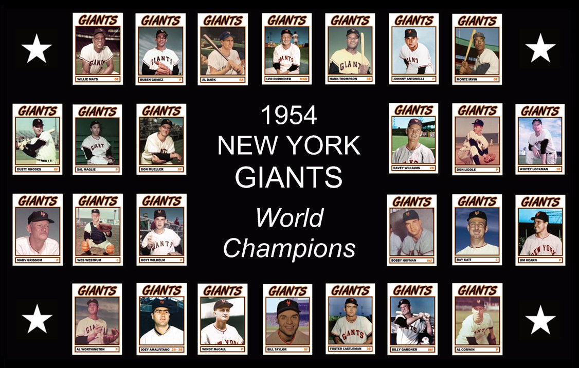 1954 NEW YORK GIANTS Poster Decor Gift Wall Art 1954 World Series Team ...