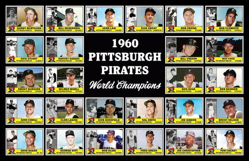1960 PITTSBURGH PIRATES Poster Decor Gift Wall Art 1960 World Series ...