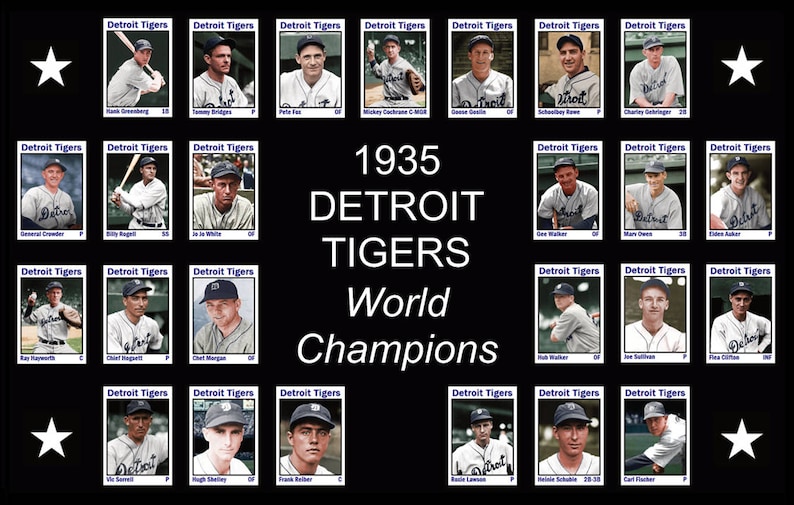 1935 DETROIT TIGERS Poster Decor Gift Wall Art 1935 World Series Team ...