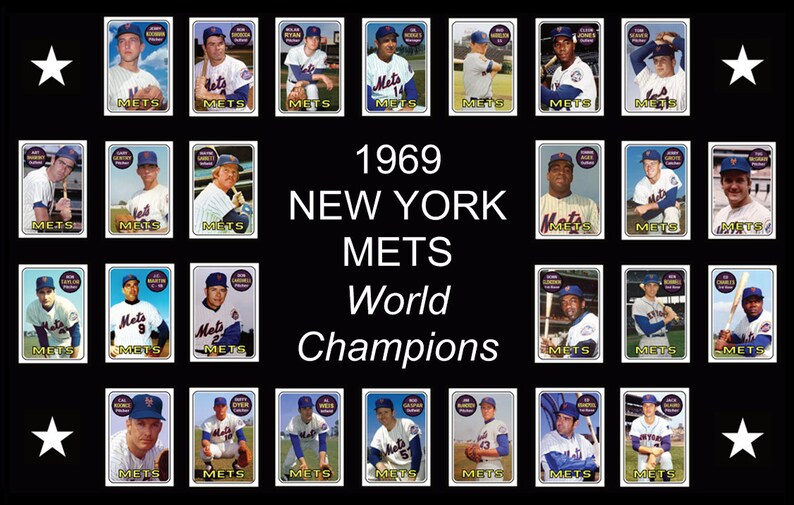 1969 NEW YORK METS Poster Decor Gift Wall Art 1969 World Series Team 17 ...