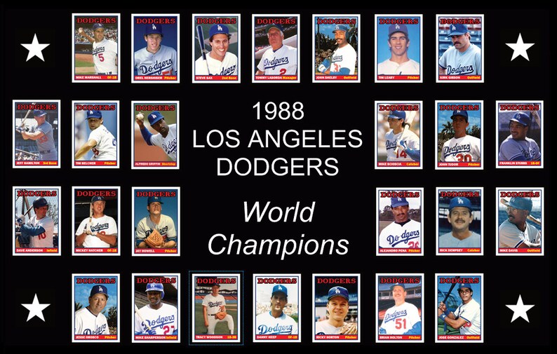 1988 LOS ANGELES DODGERS Poster Decor Gift Wall Art 1988 World Series ...