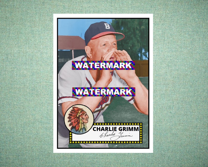 Charlie Grimm Boston Braves Custom Baseball Card 1952 Style card That ...