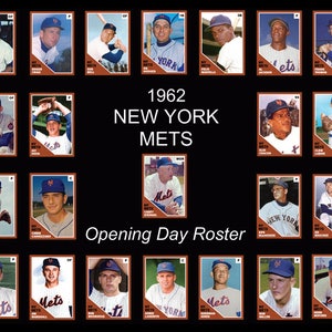 1962 NEW YORK METS Poster Decor Gift Wall Art 1962 Opening Day Team 17 ...