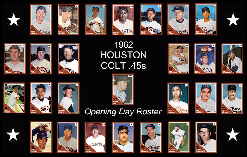 1962 HOUSTON COLT 45s Poster Decor Gift Wall Art 1962 Opening Day Team ...