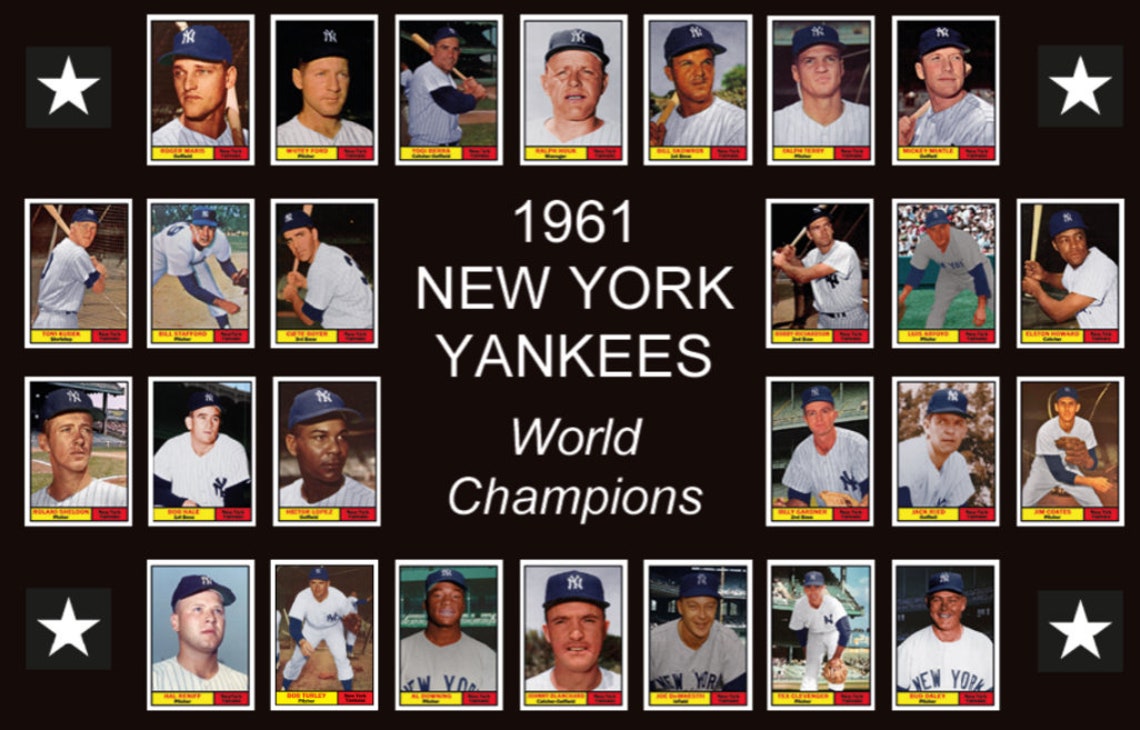 1961 NEW YORK YANKEES Poster Decor Gift Wall Art 1961 World Series Team ...